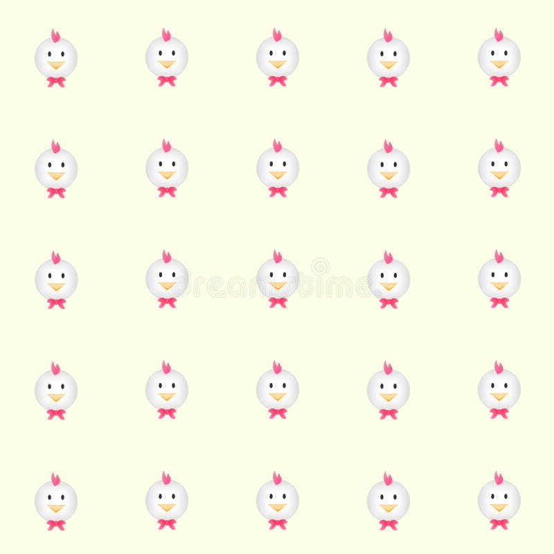Cutie Chickens with Yellow Background. Tile Background. Vector ...