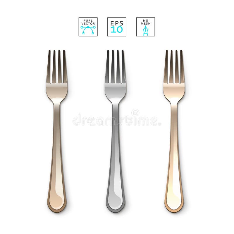Cutlery Fork Realistic. Fork, on White. Set Realistic Forks Stock ...