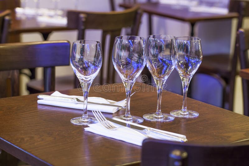 Cutlery and Glasses Set for Lunch or Dinner Stock Photo - Image of ...
