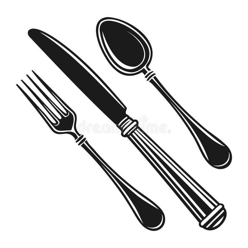 Cutlery Illustration, Knife, Fork, and Spoon Set Stock Illustration ...