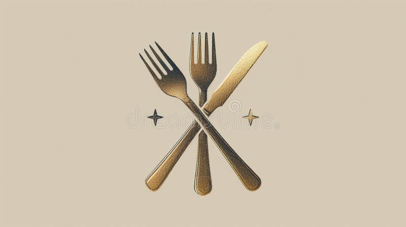 A Cutlery Logo Design with Elegant and Simple Lines Stock Illustration ...