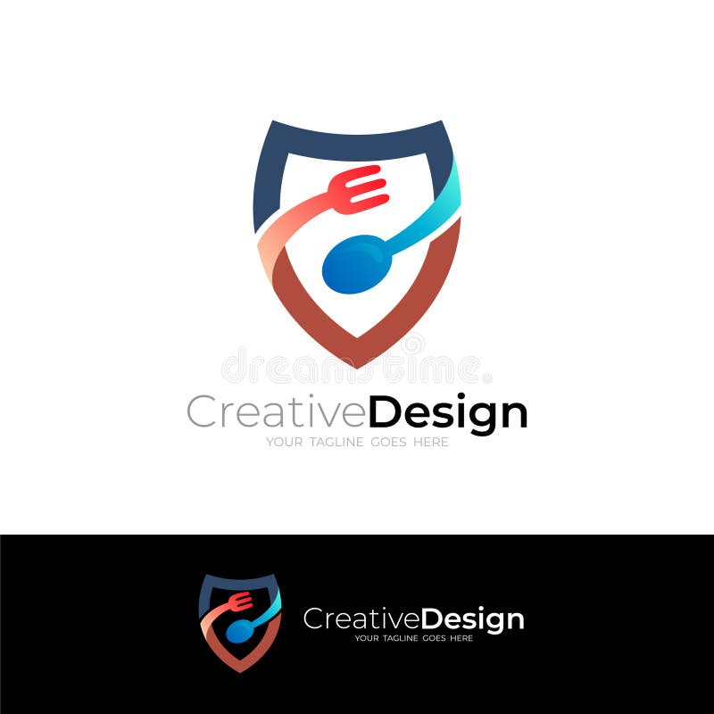 Cutlery Logo and Shield Design Combination, Restaurant Logos Stock ...