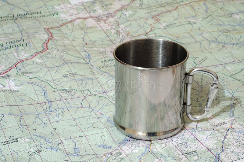 Cutlery on map stock photo. Image of card, dinner, camp - 92235522