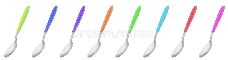 Cutlery - Row of Teaspoons with Handles in Various Colors Stock Photo ...