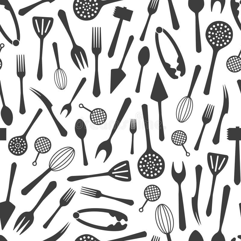 Cutlery Seamless Pattern Design Stock Vector - Illustration of serving ...