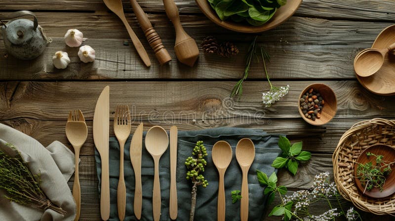 Cutlery Set for Food in Kitchen, Setting for Cooking Menu Stock ...