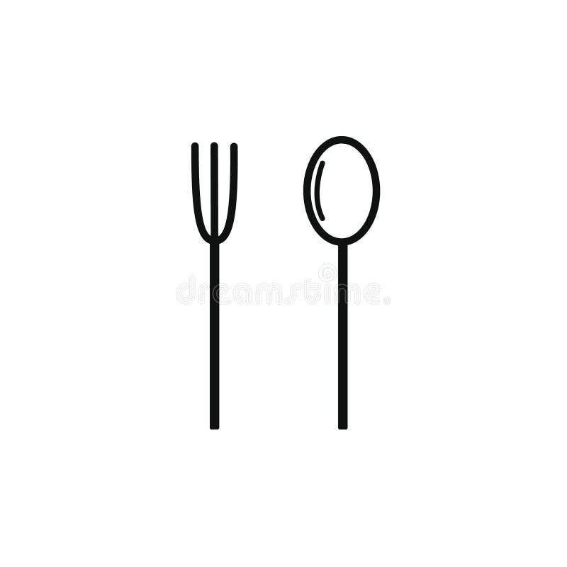 Cutlery Set Spoon and Fork. Slim Black Outline Silhouette Stock Vector ...