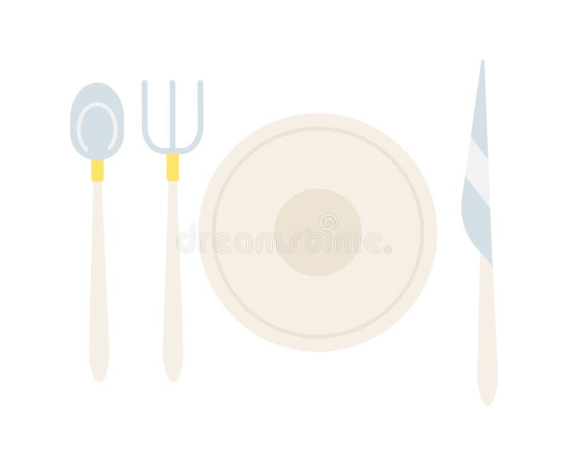 Cutlery Setting 2D Cartoon Object Stock Vector - Illustration of table ...