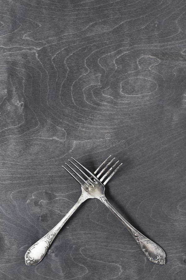 Cutlery Setting on the Wooden Table Stock Image - Image of vintage ...