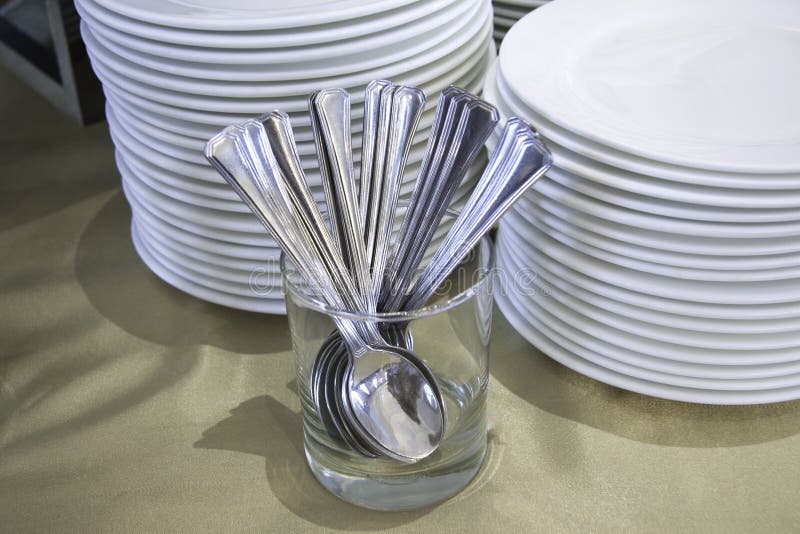 Cutlery on the table stock photo. Image of close, glasses - 62240200