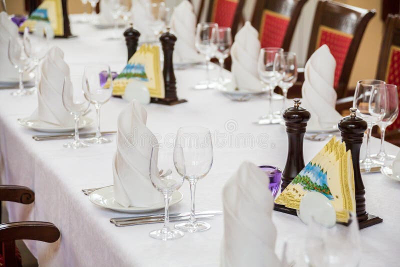 Cutlery: Knives, Forks and Plates at the Buffet. Catering Stock Image ...