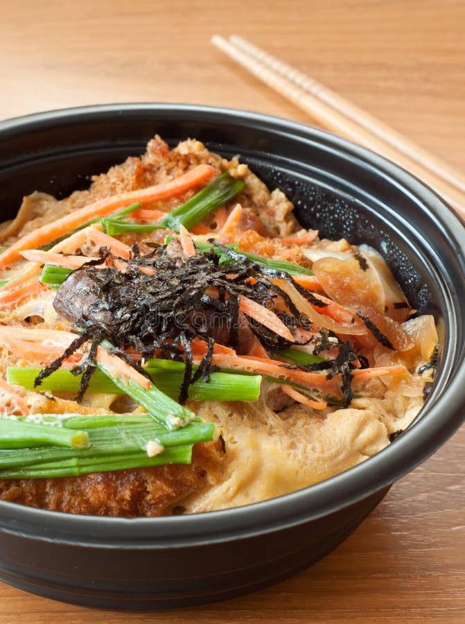 Tonkatsu with rice and egg stock photo. Image of japan - 68886992