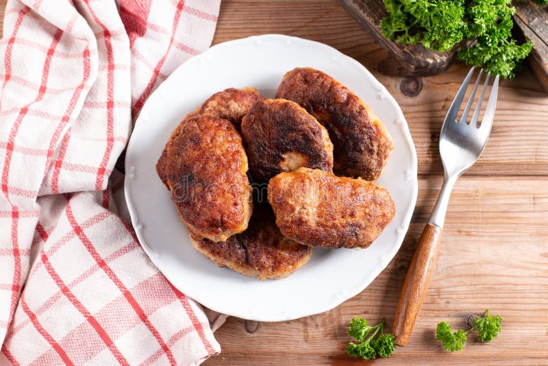 Cutlets. Fried Cutlets on a Table. Top View Stock Photo - Image of ...