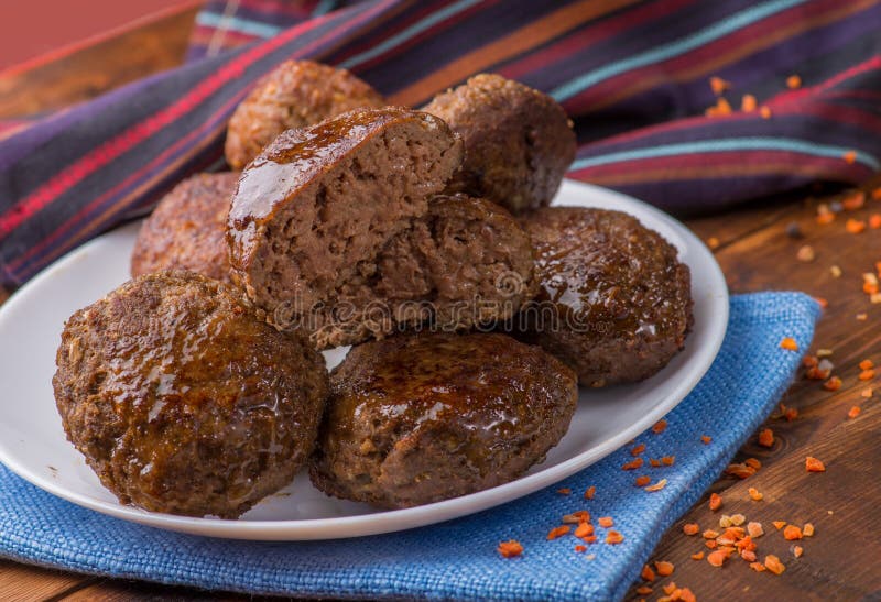 Cutlets on a White Plate on the Background Stock Image - Image of diet ...