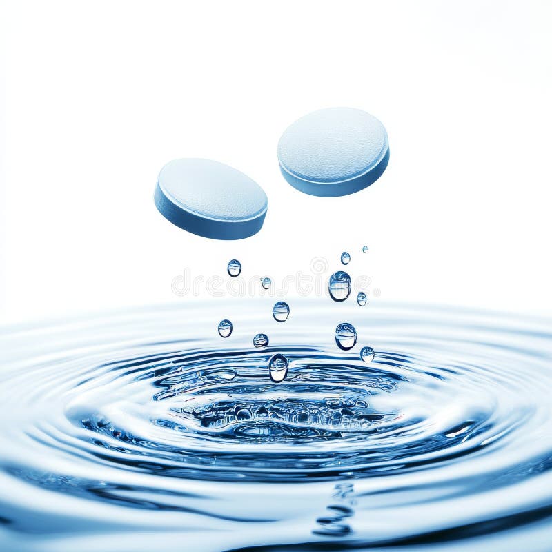 Cutout of Effervescent Tablets Dissolving in Water with Bubbles Stock ...