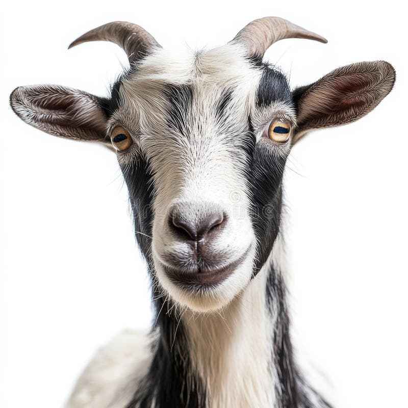 A Cutout Image of an Adult Goat with Horns on a White Background Stock ...