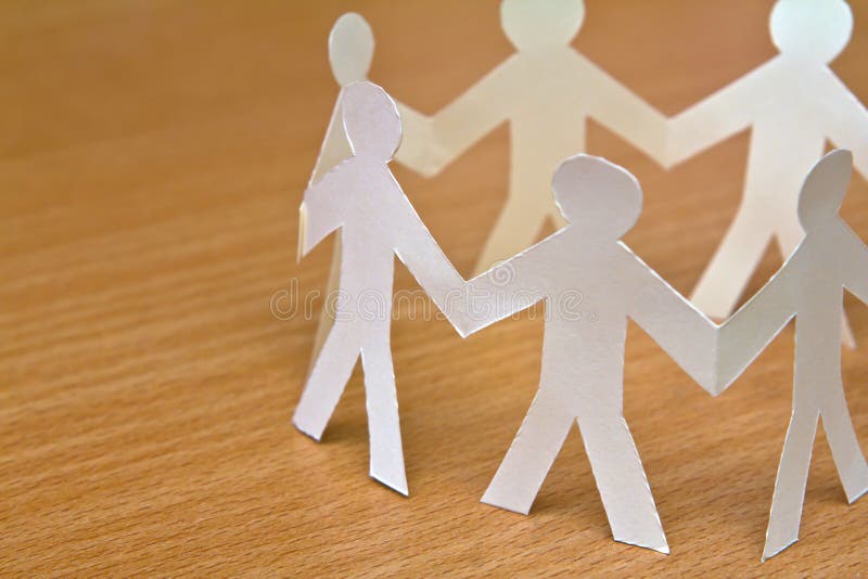 Cutout paper people stock image. Image of reflection - 25259501