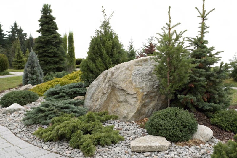 Cutout Rock Surrounded by Fir Trees Stock Image - Image of design ...