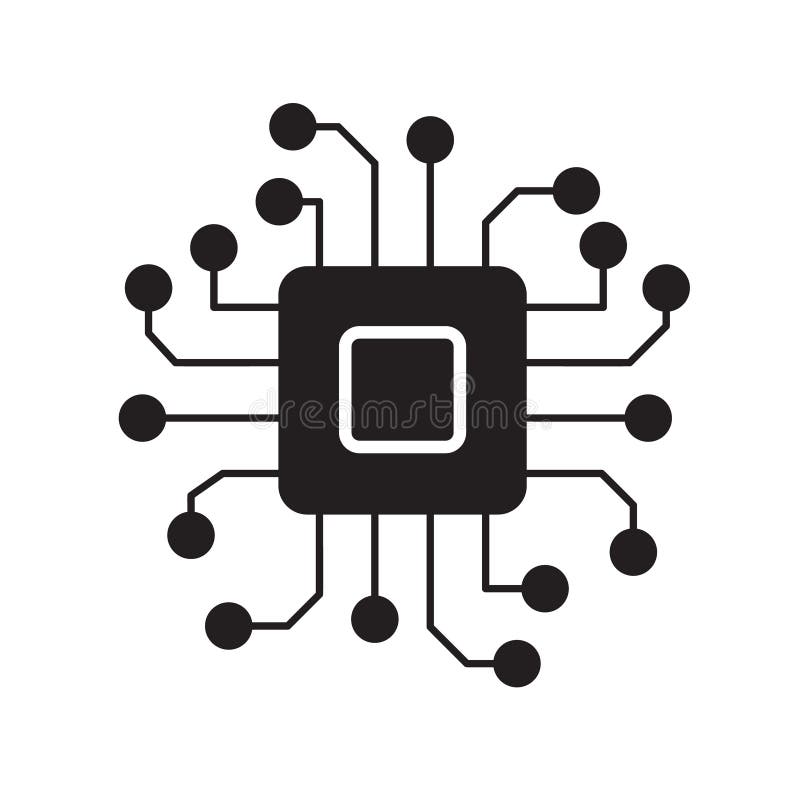 Cutout Silhouette Square Microchip with Wires Icon. Outline Logo ...