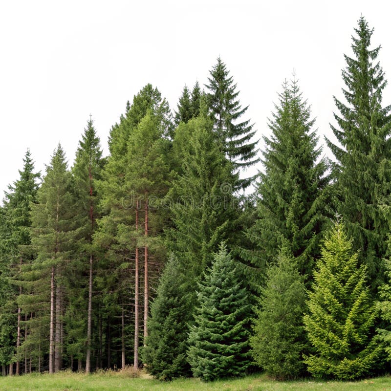 Cutout Tree Line of Coniferous and Deciduous Mixed Forest Stock ...