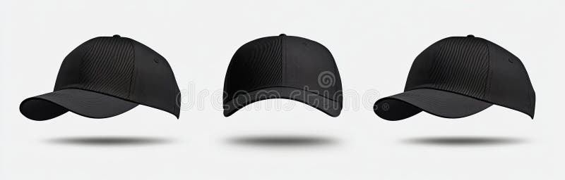 Cutouts of Front and Side Views of a Black Baseball Cap on a ...
