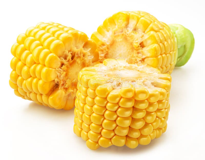 Cuts of Maize Cob or Corn Cob Isolated on White Background Stock Photo ...
