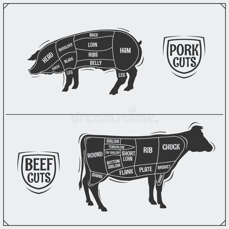 Cuts Of Pork - Meat Diagrams Stock Vector - Illustration of cuisine ...