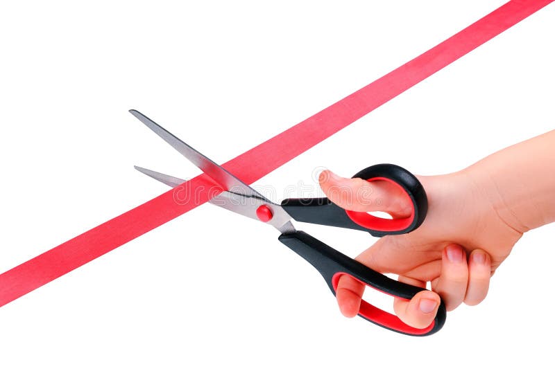 Cuts red tape stock image. Image of isolated, white, opening - 48659641