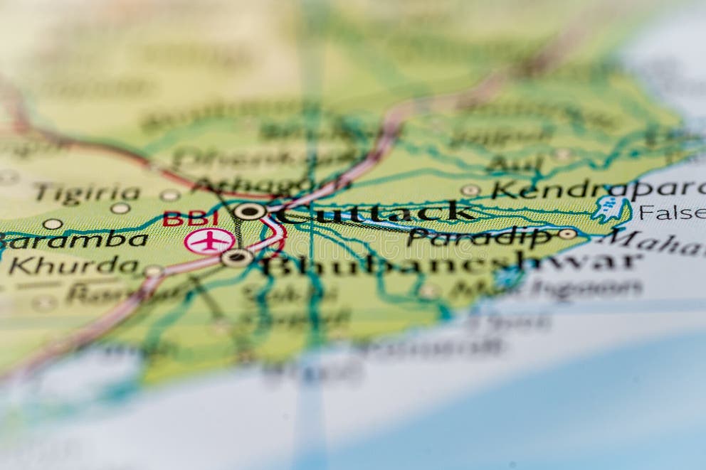 Cuttack, India Highlighted on a World Map Stock Image - Image of area ...