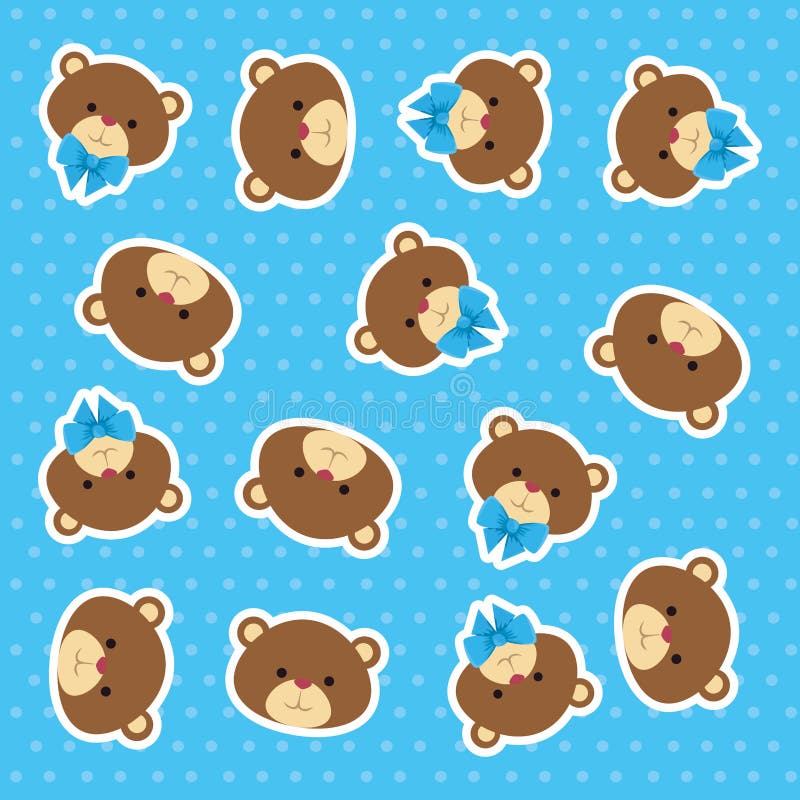 Cutte Little Bears Teddies with Bowtie Pattern Stock Illustration ...
