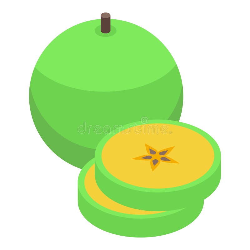Cutted Green Apple Icon Isometric Vector. Apple Cider Stock Vector ...