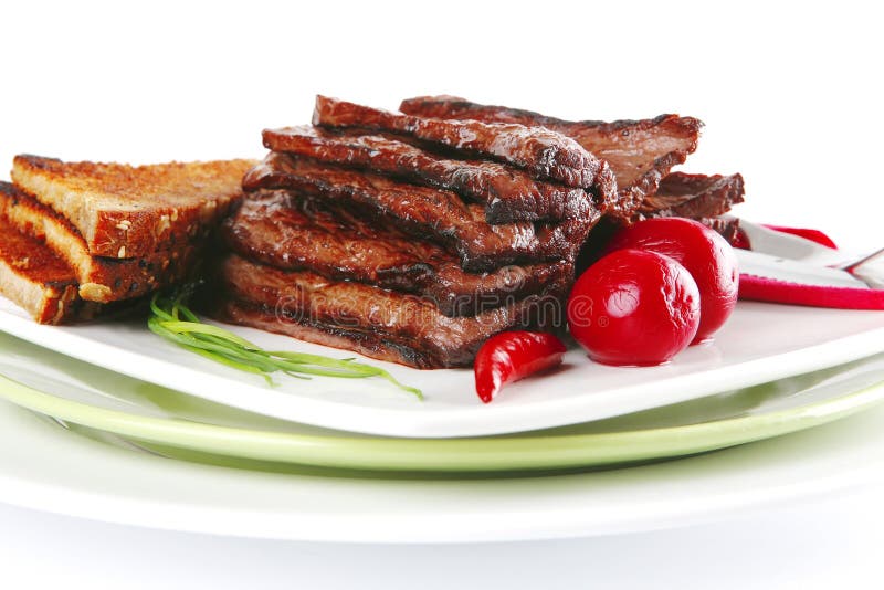 Cutted meat with bread stock image. Image of chunk, juicy - 14722345