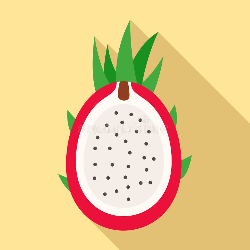 Cutted Pitaya Icon, Flat Style Stock Vector - Illustration of closeup ...