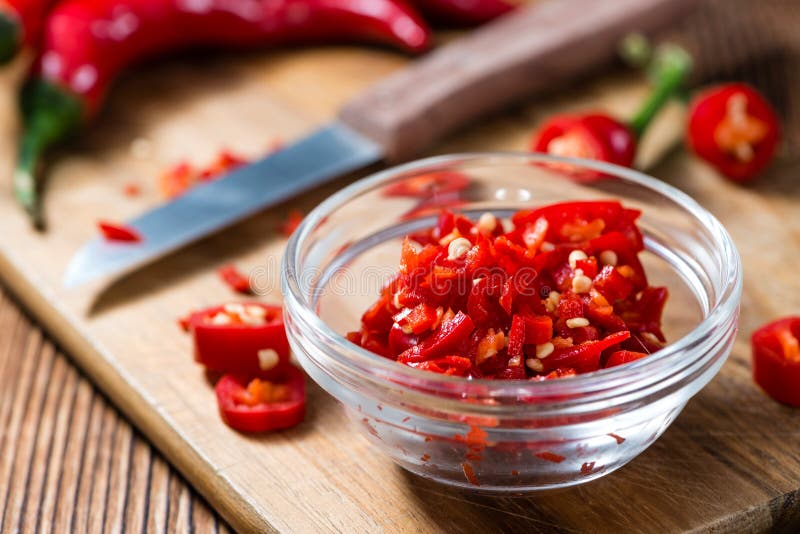 Cutted red Chilis stock photo. Image of chilies, sliced - 52715060