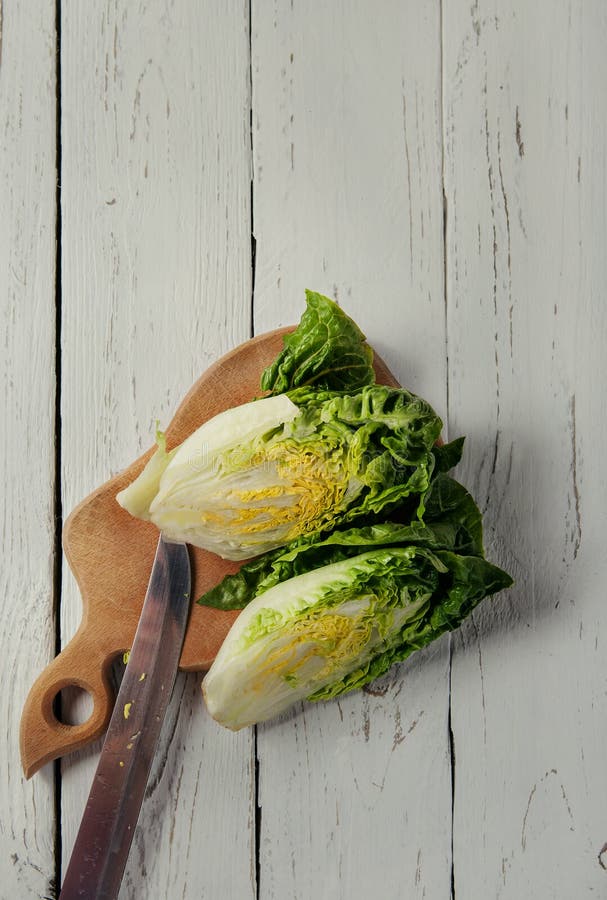 Cutted Salad Head on the Cutting Board Stock Photo - Image of knife ...