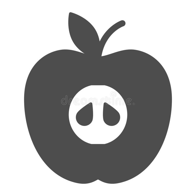 Cutted Slice Apple Solid Icon, Fresh Fruits Concept. Vector Graphics ...
