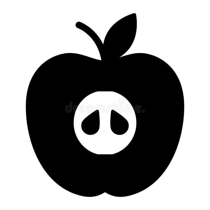 Cutted Slice Apple Solid Icon, Fresh Fruits Concept. Vector Graphics ...