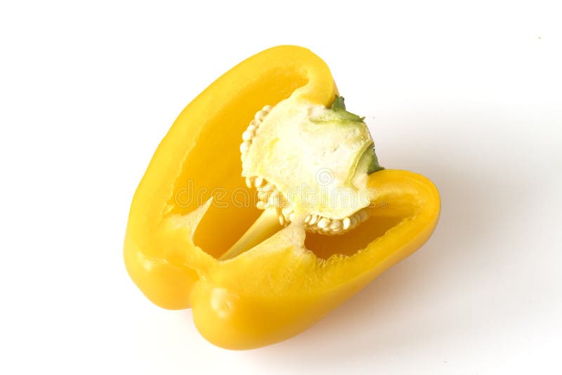 Cutted Sweet Yellow Pepper on White Stock Image - Image of inside ...