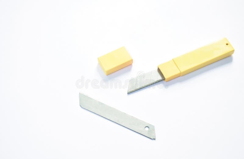 Cutter Blade in Yellow Box Package on White Background Stock Image ...