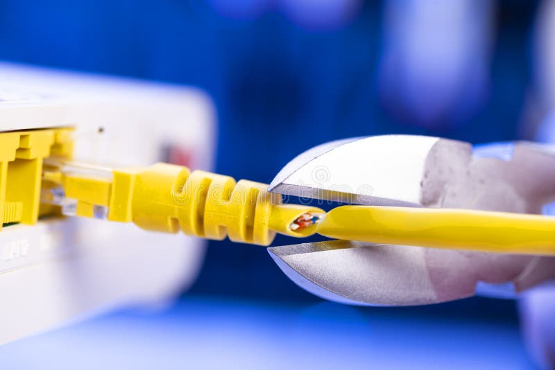 Cutting network cable stock image. Image of ethernet - 16806441