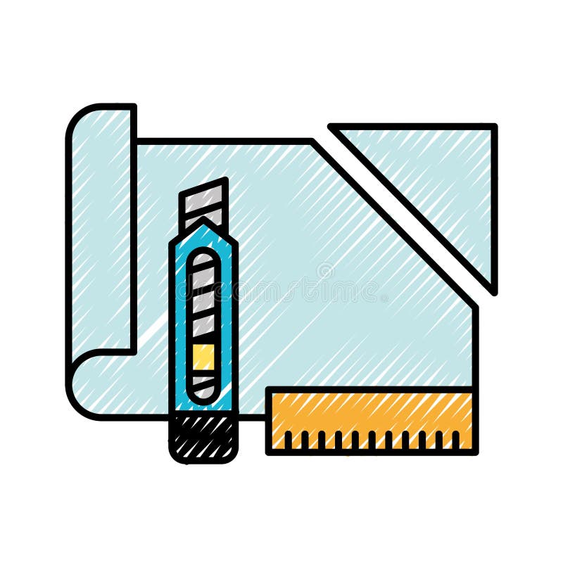 Cutter Graphic Design Cut Paper Ruler Work Stock Illustration ...