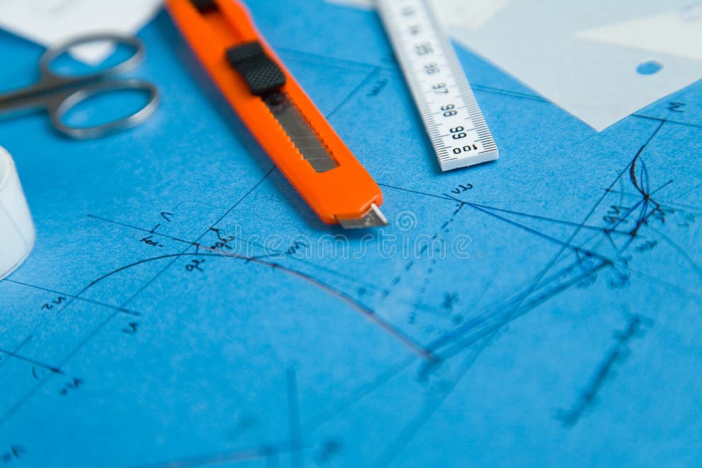 Cutter Knife on Sewing Pattern Stock Image - Image of manual, utensils ...