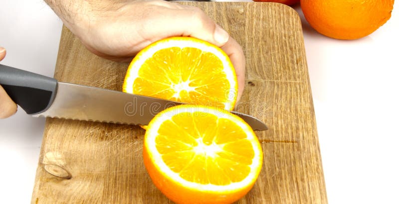 Cutter orange stock image. Image of lemon, macro, knife - 28461287