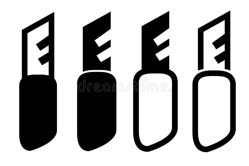 Cutter, Simple Set 4 Vector Icon, Silhouette and Outline Stock Vector ...