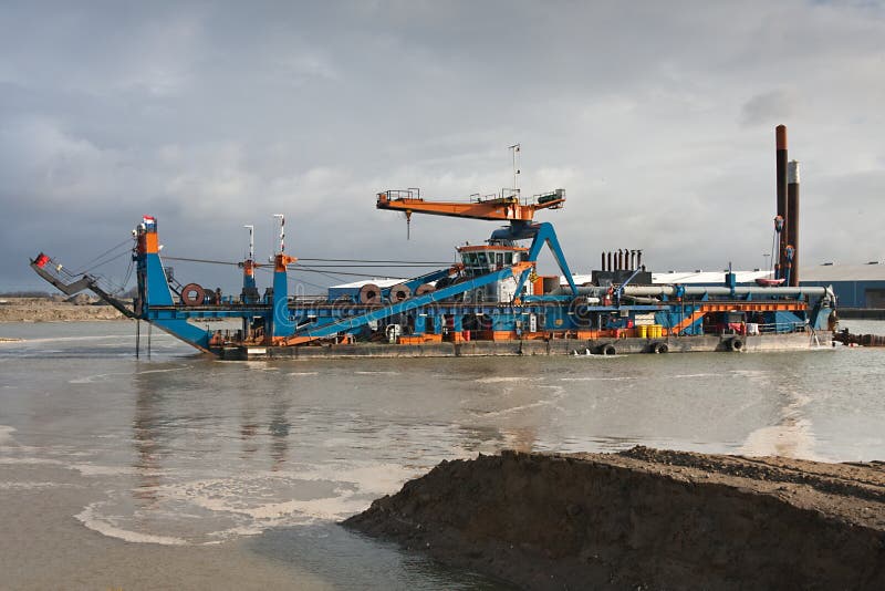 A cutter suction Dredger stock photo. Image of digging - 13044768