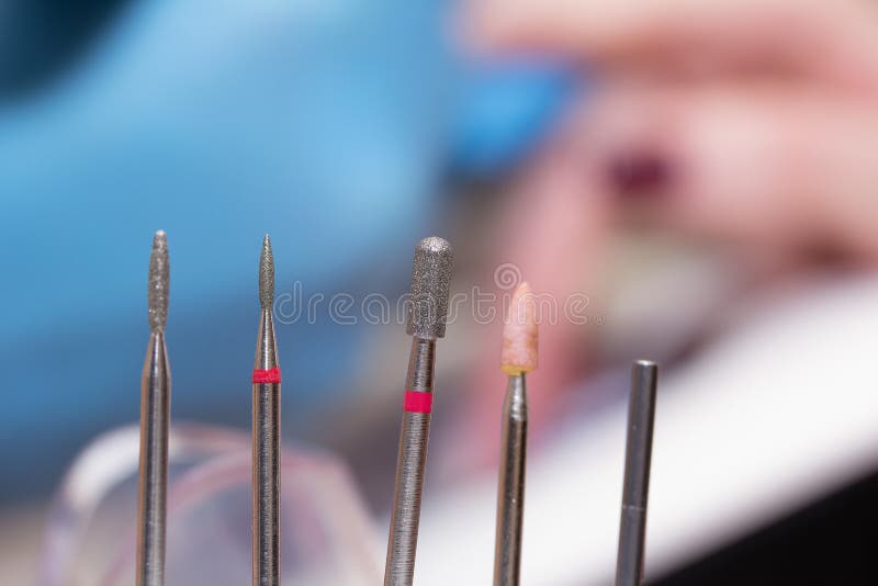 Cutters Set for Milling Machine for Manicure Close-up Stock Image ...