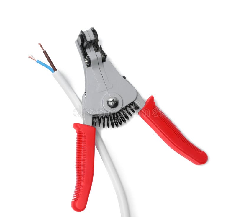 Cutters and Stripped Wire Isolated on White, Top View Stock Image ...