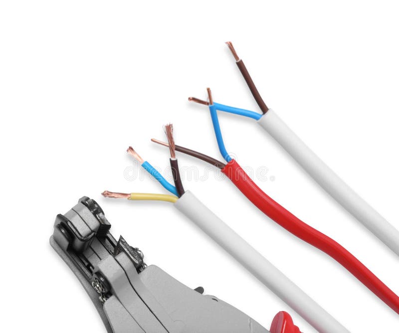 Cutters and Stripped Wire Isolated on White, Top View Stock Photo ...