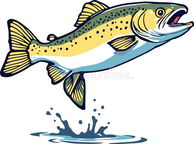 Cutthroat Trout Jumping Out of Fresh Water Stock Vector - Illustration ...