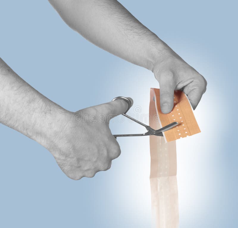 Cutting adhesive bandage stock photo. Image of medicine - 31898382